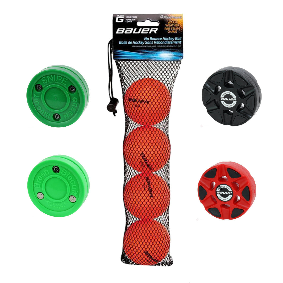 Hockey Pucks + Balls