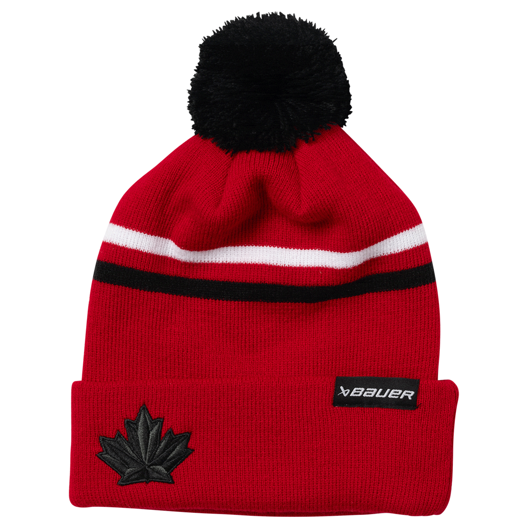 Bauer Hockey Canada Olympic Stripe Pom Knit Toque - Red / Black