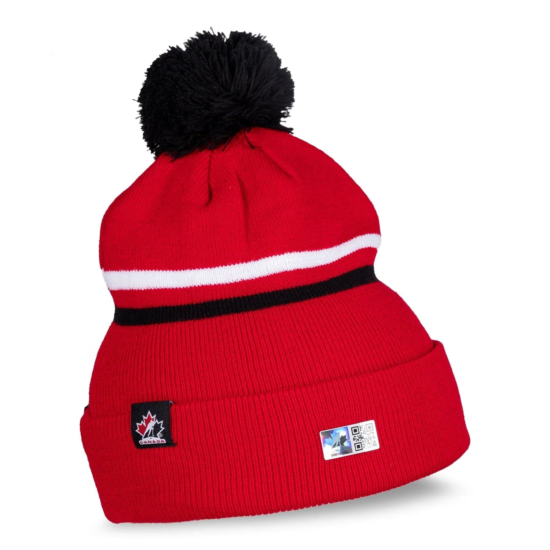 Bauer Hockey Canada Olympic Stripe Pom Knit Toque - Red / Black