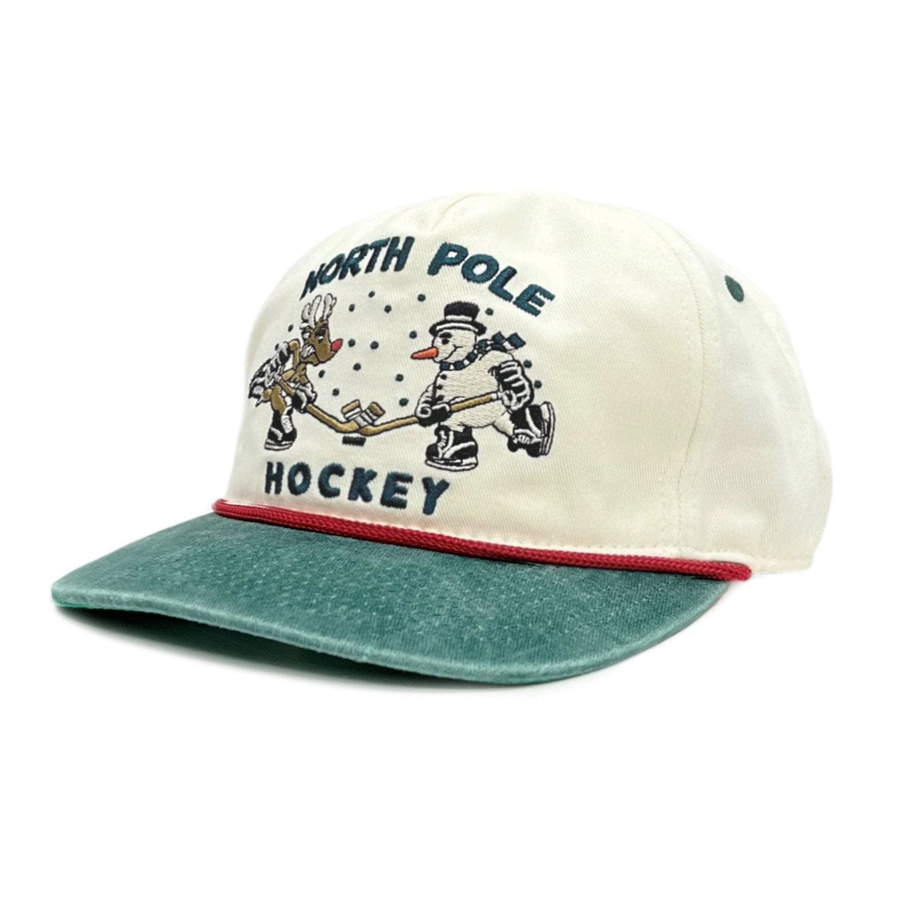 Celly Hockey North Pole Hockey Snapback Hat - Cream/Evergreen