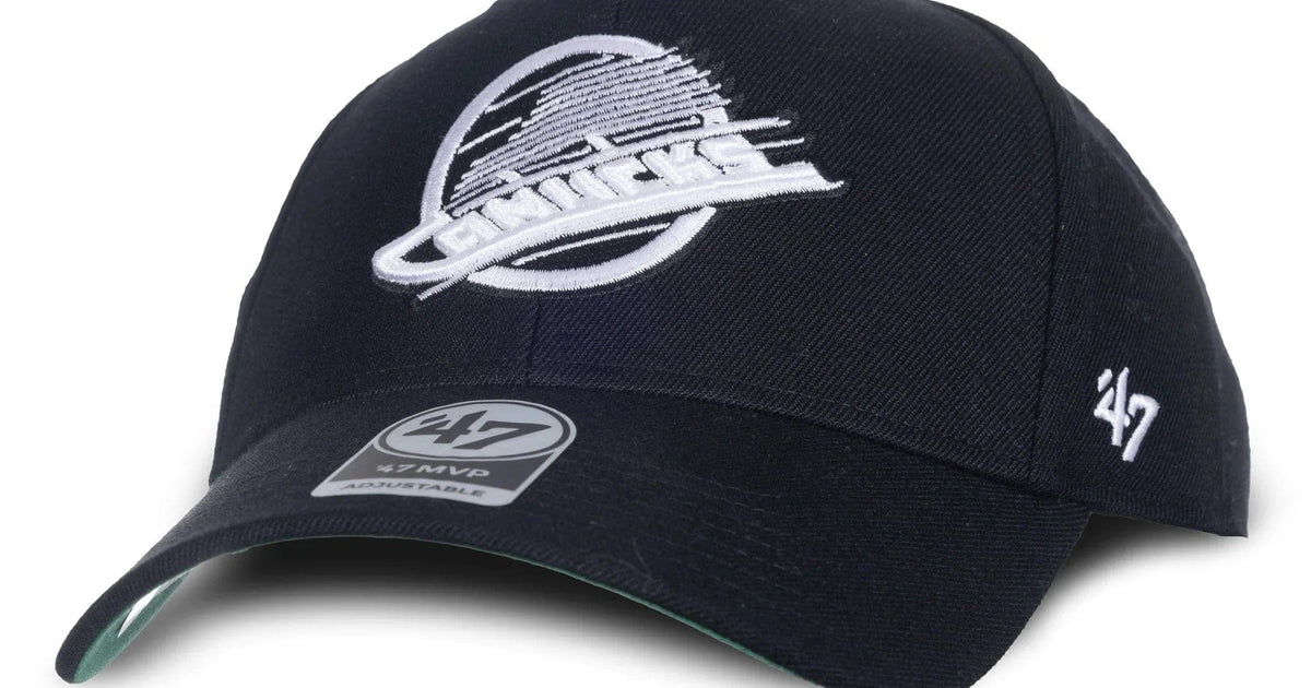 47 Brand NHL MVP Sure Shot Black / White Adjustable Hat - Vancouver ...