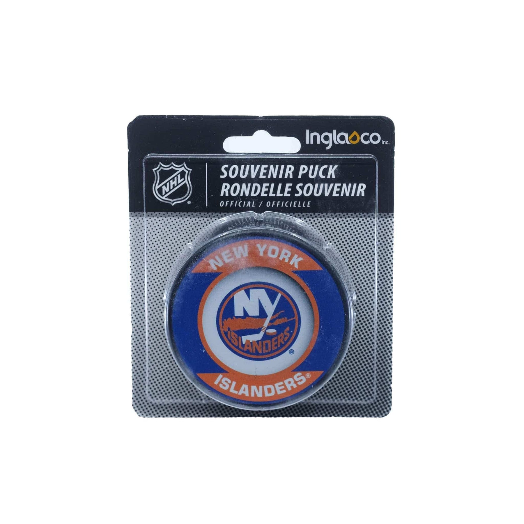 New York Islanders Inglasco NHL Retro Logo Hockey Puck | TheHockeyShop.com